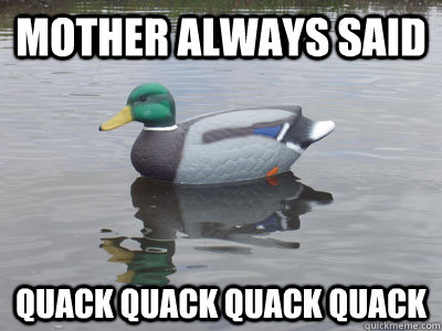 mother always said quack quack quack quack - Karma Decoy - quickmeme