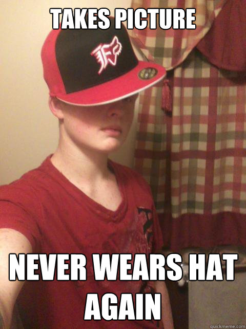 Takes picture Never wears hat again - Scumbag Little Brother - quickmeme