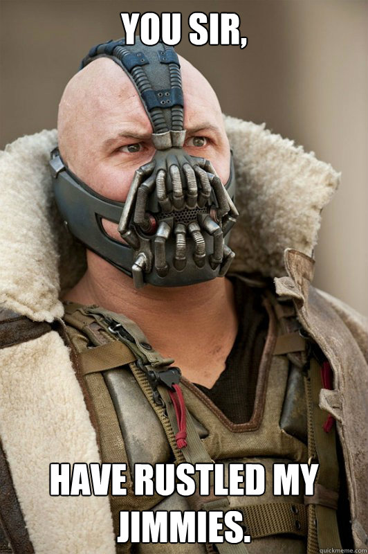 YOU SIR, HAVE RUSTLED MY JIMMIES. - BANE BAIN - quickmeme