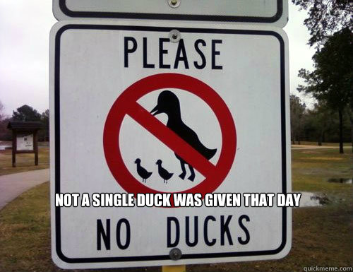 Not a single duck was given that day - no ducks - quickmeme