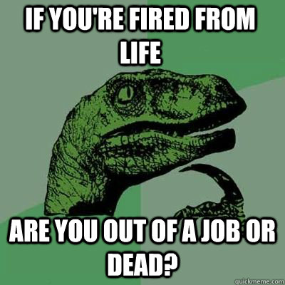 If you're fired from life are you out of a job or dead? - Misc - quickmeme