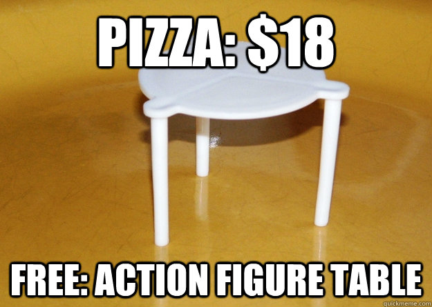 pizza: $18 Free: Action figure table - Misc - quickmeme