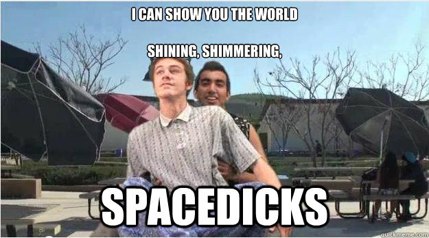 I can show you the world Shining, shimmering, spacedicks - Gay Alladin - quickmeme