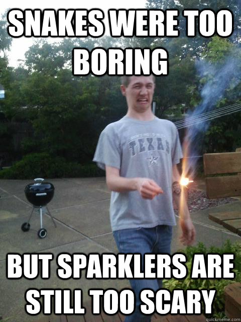 Snakes were too boring but sparklers are still too scary - Fireworks Freddy - quickmeme