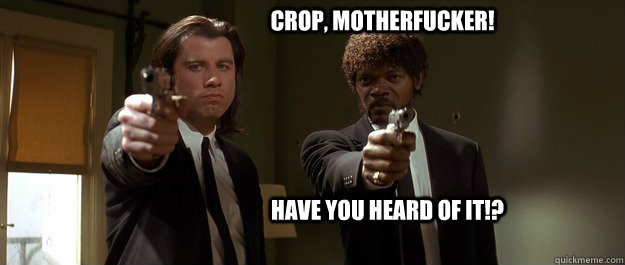 crop, motherfucker! Have you heard of it!? - Pulp Croption - quickmeme
