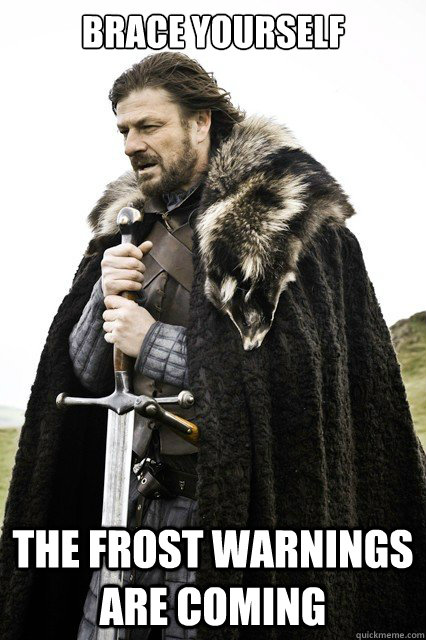 Brace yourself The Frost warnings are coming - winterbirthday - quickmeme