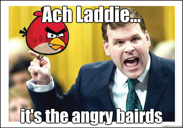 Ach Laddie... it's the angry bairds - Angry Baird with Angry Bird - quickmeme