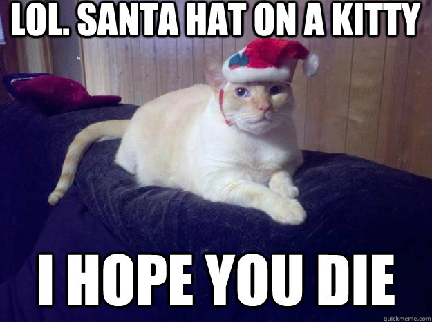 Lol. Santa hat on a kitty I hope you die - Crissmas kitteh - quickmeme