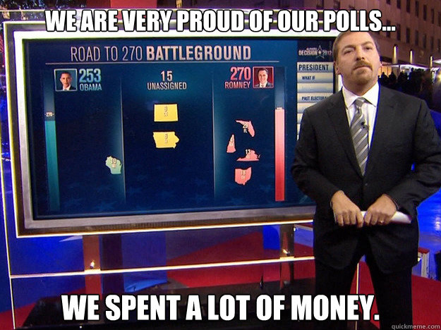 We are very proud of our polls... we spent a lot of money. - Spent a lot of money - quickmeme
