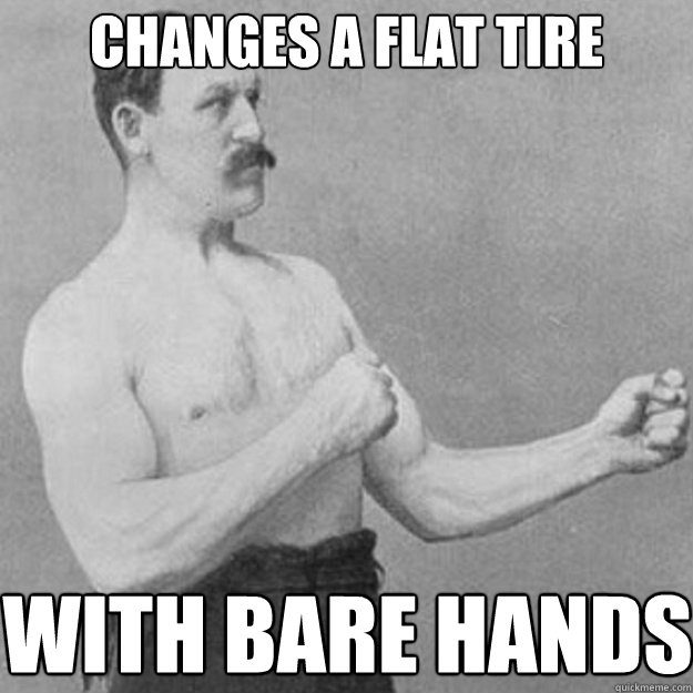 changes a flat tire with bare hands - Misc - quickmeme