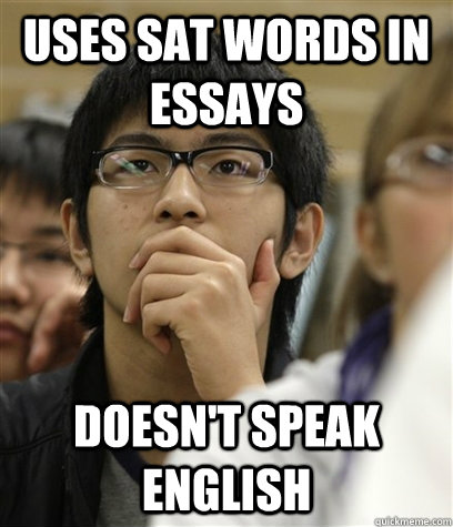 Uses SAt words in essays doesn't speak english - Asian College Freshman - quickmeme