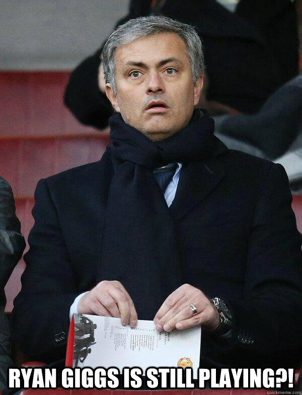 Ryan Giggs is still playing?! - suprised mou - quickmeme