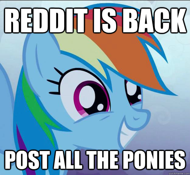 REDDIT IS BACK POST ALL THE PONIES - Rainbow Dash DO WANT - quickmeme