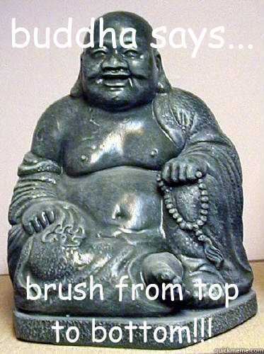 buddha says... brush from top to bottom!!! - ADVICE BUDDHA - quickmeme