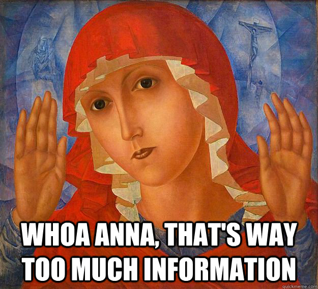 whoa anna, that's way too much information - Mary of Nazereth - quickmeme