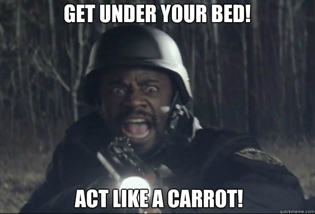 Get under your bed! Act like a carrot! - Shouting Black Policeman - quickmeme