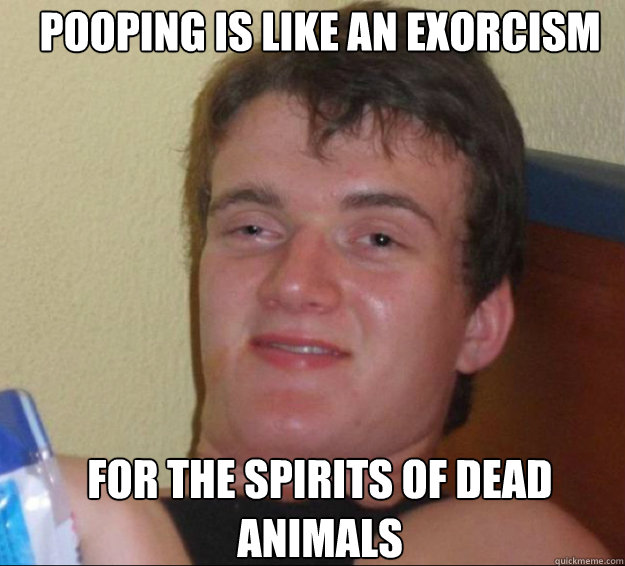 pooping is like an exorcism for the spirits of dead animals - 10guy - quickmeme