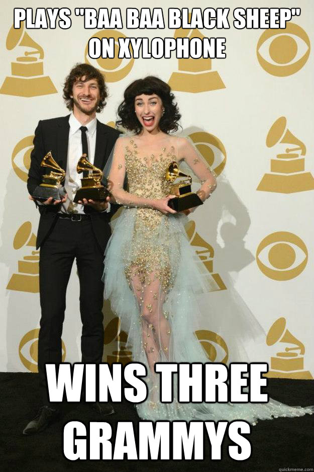 Plays "Baa Baa Black Sheep" on Xylophone Wins Three Grammys - Gotye by the balls - quickmeme