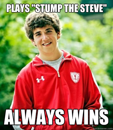 Plays "Stump the Steve" Always wins - School Oriented Steve - quickmeme