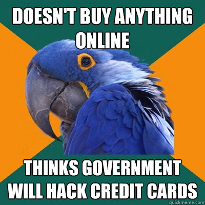 Doesn't buy anything online Thinks government will hack credit cards - Misc - quickmeme