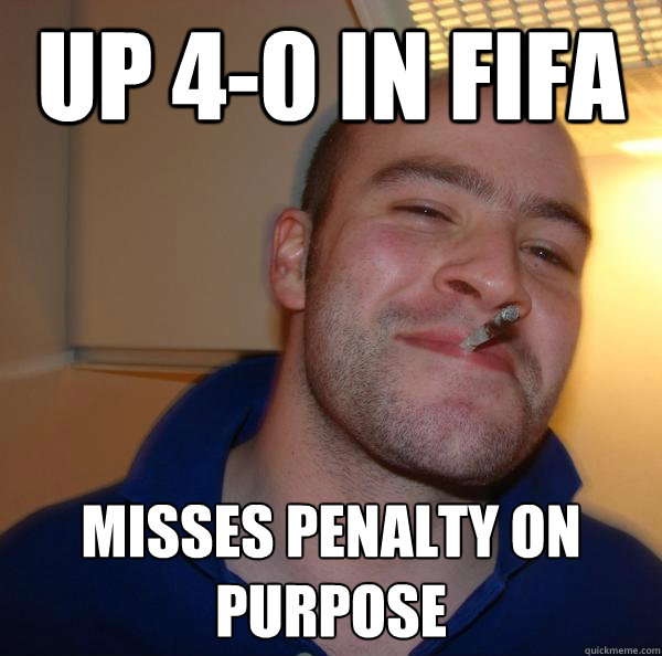 up 4-0 in fifa misses penalty on purpose - Misc - quickmeme