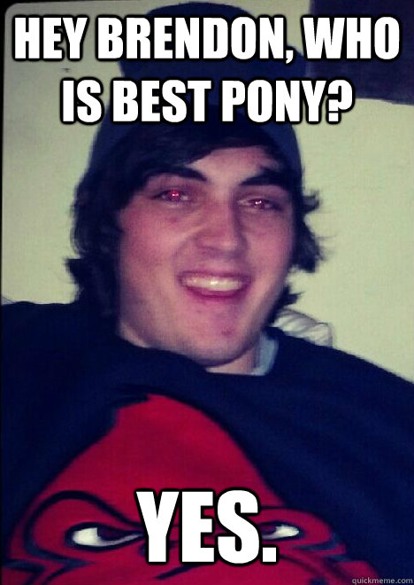 Hey Brendon, who is best pony? Yes. - Stoner Brony - quickmeme