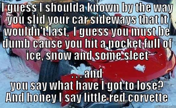 snow corvette wreck - quickmeme