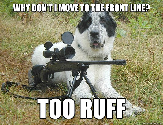 Why don't I move to the front line? Too Ruff - Misc - quickmeme