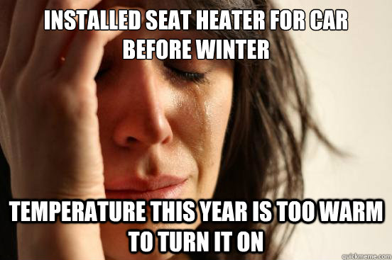 Installed Seat heater for car before winter Temperature this year is too warm to turn it on ...