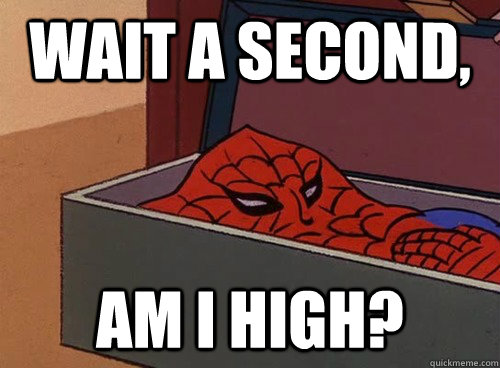 Wait a second, AM i high? - Spider-Meme Am i high - quickmeme