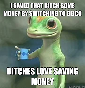 I saved that bitch some money by switching to geico bitches love saving money - Misc - quickmeme