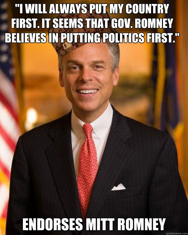 "I will always put my country first. It seems that Gov. Romney believes in putting politics ...