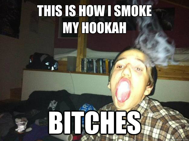 This is how i smoke my hookah Bitches - hookah smoker - quickmeme