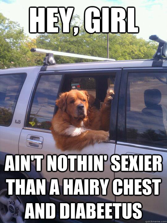 Hey Girl Aint Nothin Sexier Than A Hairy Chest And Diabeetus Misc Quickmeme