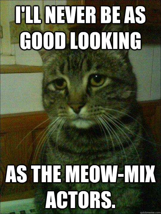 I'll never be as good looking as the meow-mix actors. - Misc - quickmeme