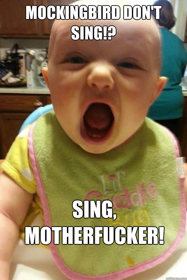 Mockingbird don't sing!? SING, motherfucker! - Overly Demanding Baby - quickmeme