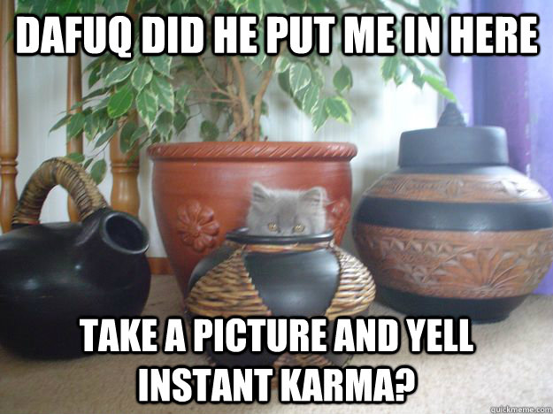 Dafuq did he put me in here take a picture and yell instant karma? - Misc - quickmeme