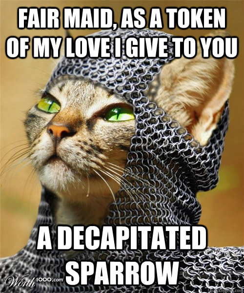Fair maid, As a token of my love I give to you a decapitated sparrow - Misc - quickmeme
