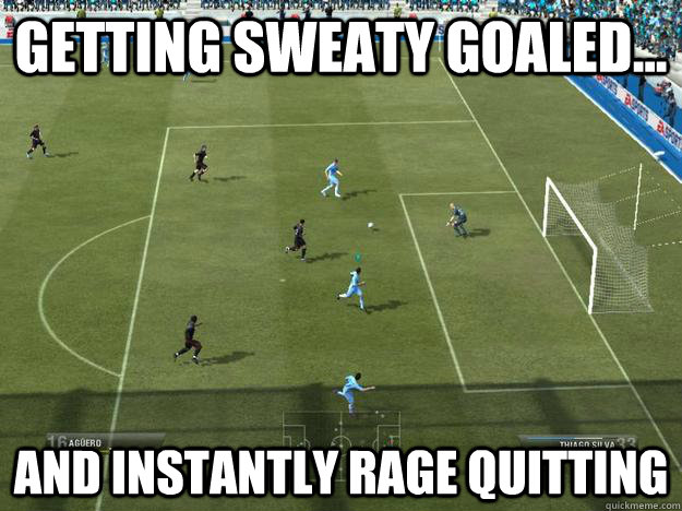 Getting sweaty goaled... And instantly rage quitting - Sweaty Goal - quickmeme