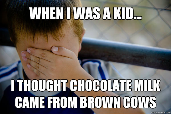 WHEN I WAS A KID... I thought chocolate milk came from brown cows - Misc - quickmeme