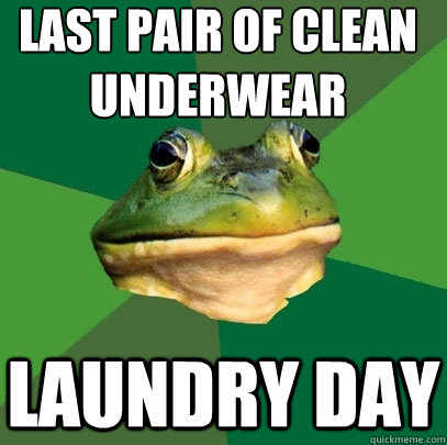 last pair of clean underwear Laundry day - Foul Bachelor Frog - quickmeme