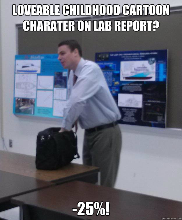 Loveable childhood cartoon charater on lab report? -25%! - Mike Morabito - quickmeme