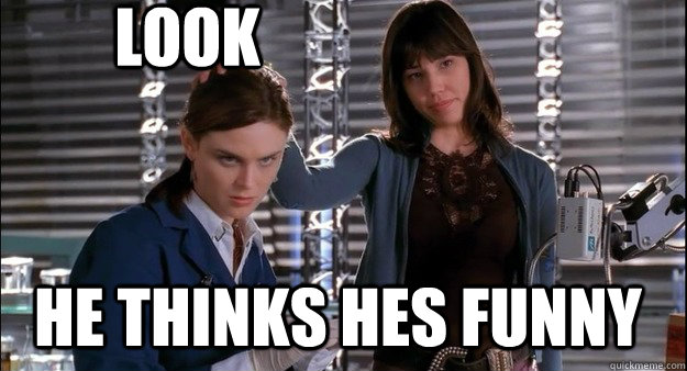 Look He thinks hes funny - Look at this Angela - quickmeme