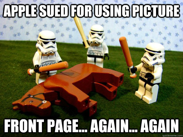 Apple sued for using picture Front Page... again... again - Misc - quickmeme