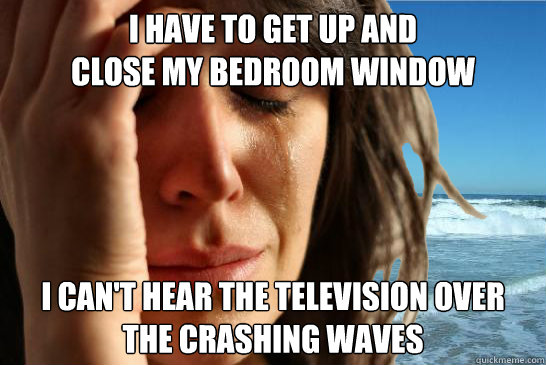 i have to get up and close my bedroom window i can't hear the television over the crashing waves ...