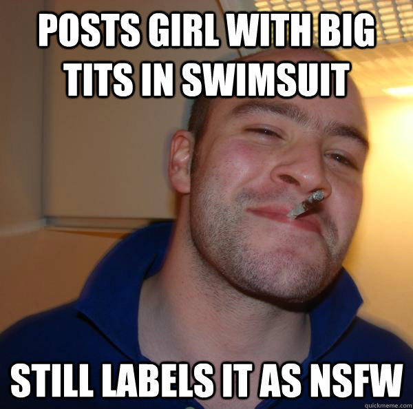 posts girl with big tits in swimsuit still labels it as NSFW - Misc - quickmeme