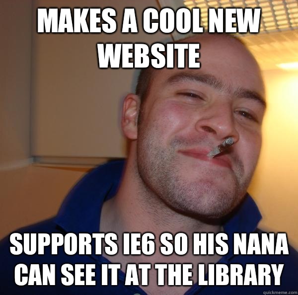 Makes a cool new website Supports IE6 so his Nana can see it at the library - Misc - quickmeme