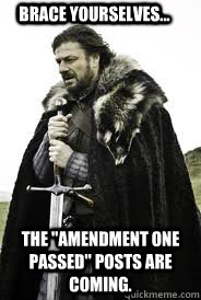 Brace Yourselves... The "Amendment one passed" posts are coming. - Brace Yourselves - quickmeme