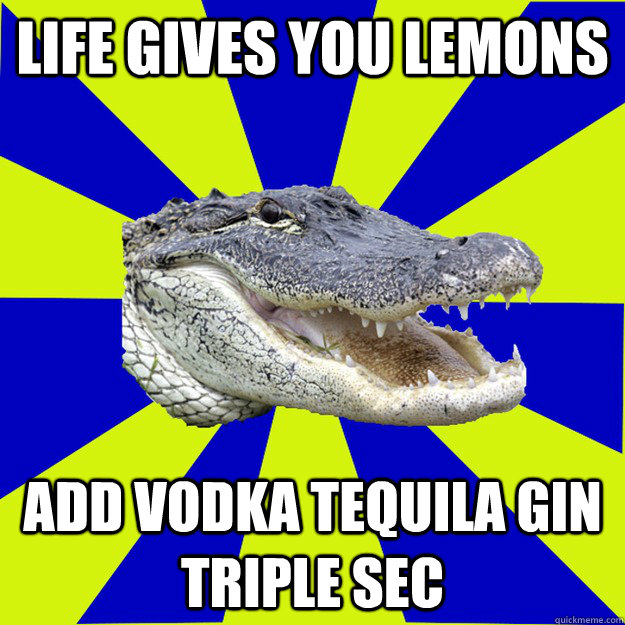 Life gives you lemons add vodka tequila gin triple sec - Alcoholic Alligator - quickmeme