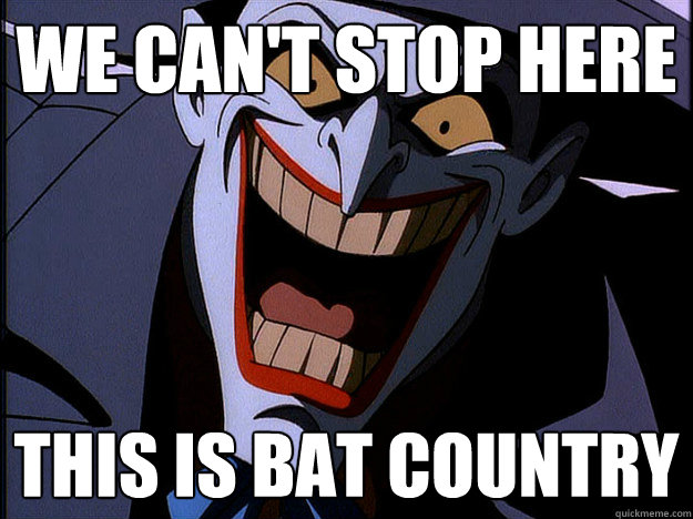 We can't stop here this is bat country - Fear and Loathing in Gothem City - quickmeme